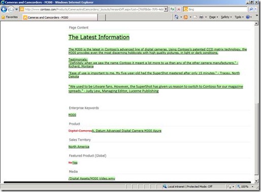 A Static State: SharePoint 2010 WCM Highlight Changes Between Page Versions